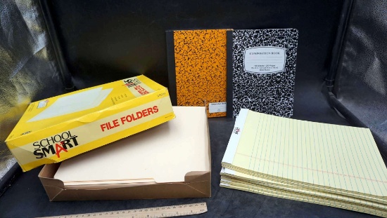 Tote W/ Notebook Paper, File Folders & Composition Notebooks | Online Auctions | Proxibid