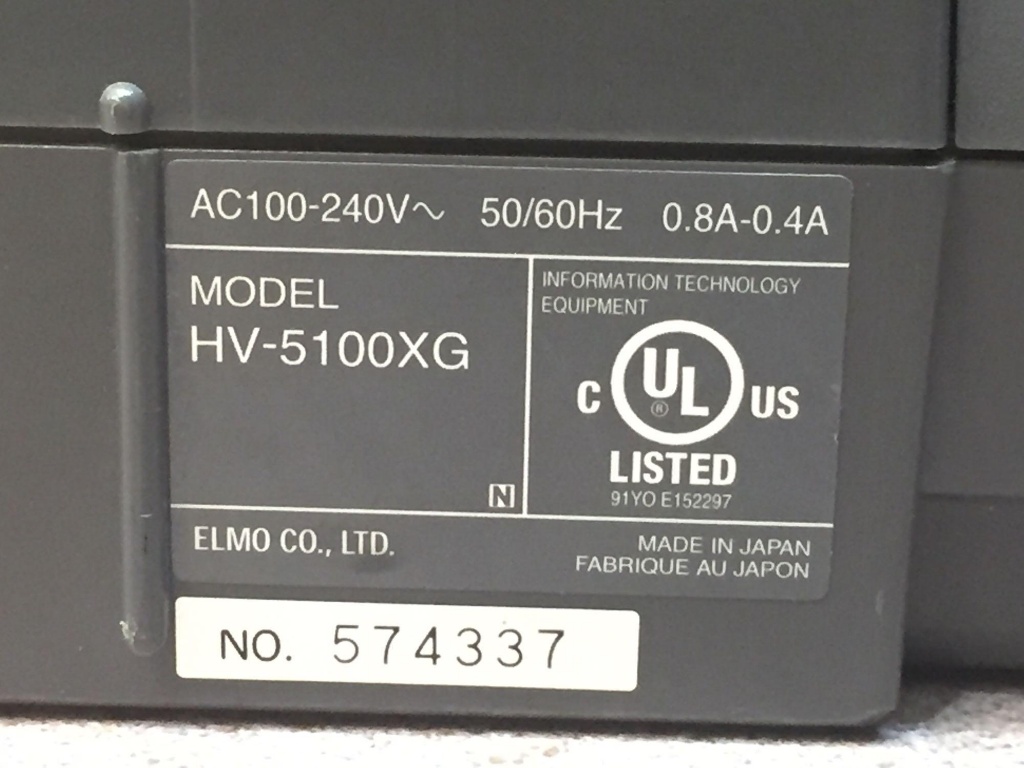 Elmo HV-5100XG Visual Aid Presenter Overhead Projector Document Camera ...