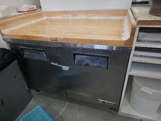True refrigerated 2 door under counter cooler with Boos butcher block ...