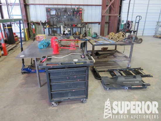 (2) Steel Work Tables, Floor Magnet, Levels, Exten | Heavy Construction ...