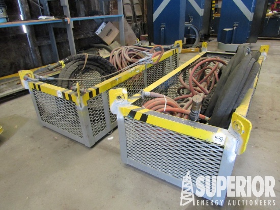 (4-32) (2) 3' x 8' Shipping Baskets w/ Hyd Hoses & | Heavy Construction ...
