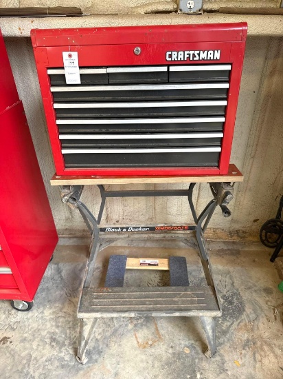 Craftsman Toolbox with Black and Decker Workmate Stand and Tools ...