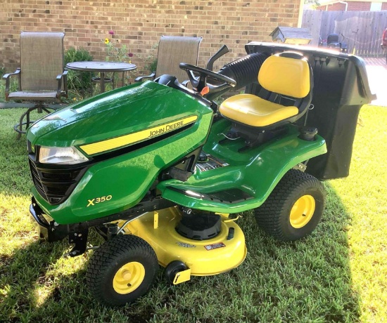 John Deere X350 Mower - 42 inch Deck with 2-Bagger Rear Kit - 47 hours ...