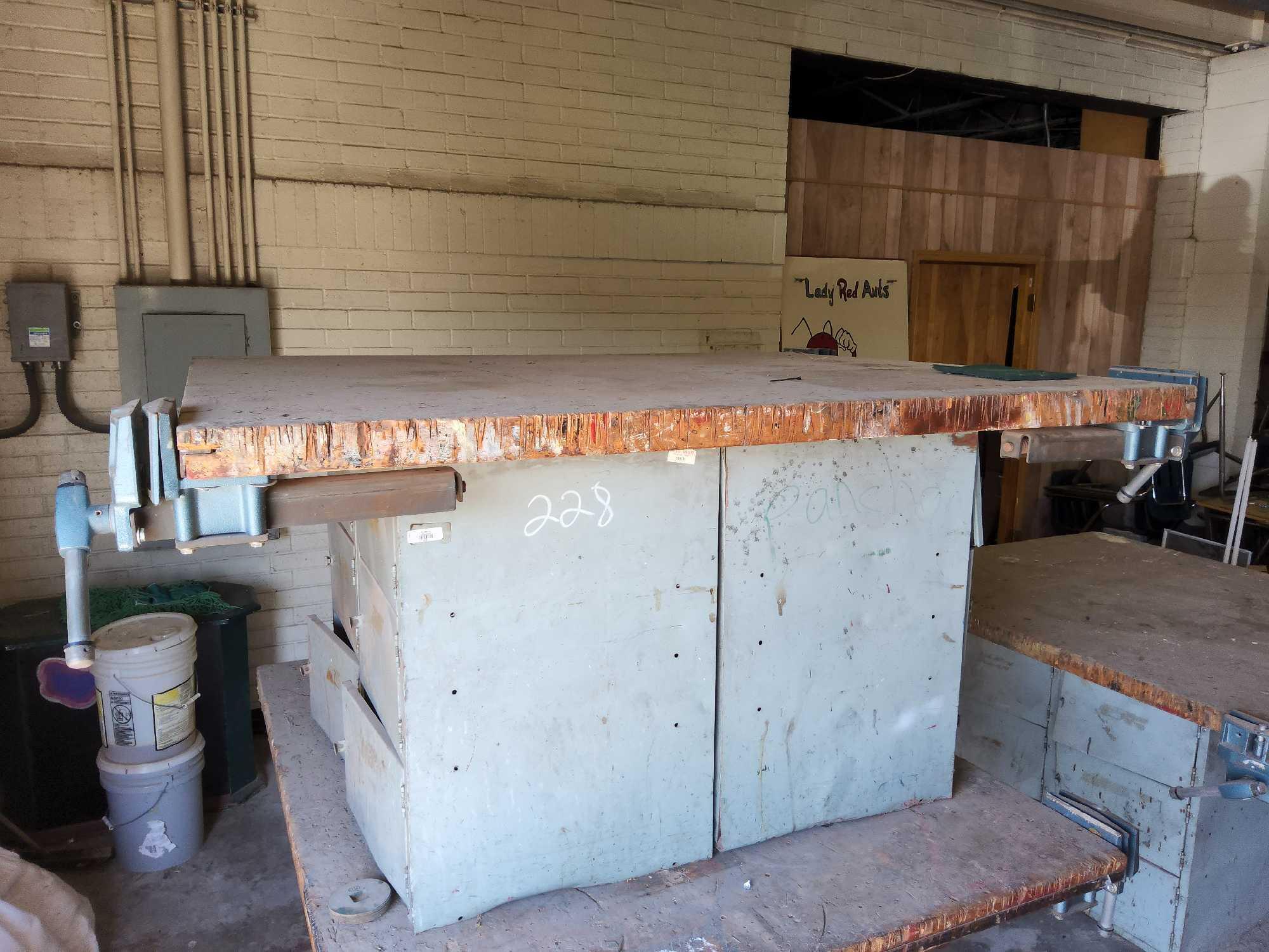 Shop Work Table w/ 2 Vises | Proxibid