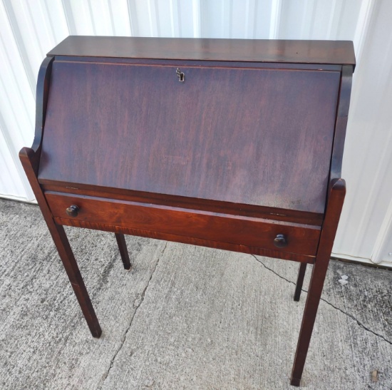 ANTIQUE CRON-KILLS CO. MISSION STYLE LADIES WRITING DESK with KEY ...