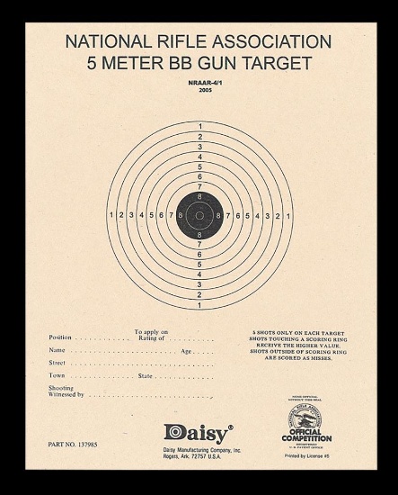 Daisy 408 NRA 5Meter Target Air Rifle Bullseye Hanging Paper 5 Meters ...
