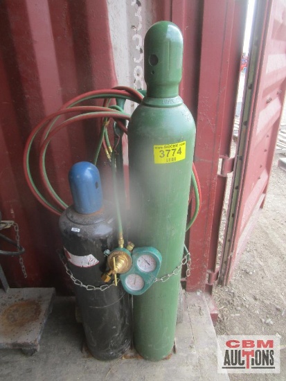 Black Sedaline Tank... & Green Oxygen Tank on Roller Dolly w / Torch ...