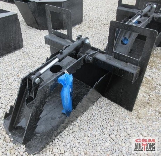 KC 40" Skid Steer Tree Spade Ditch Stump Bucket With Grapple With Hoses ...