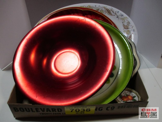 MCM... Large Red Anodized Aluminum Bowl, 18" round metal enamelware ...