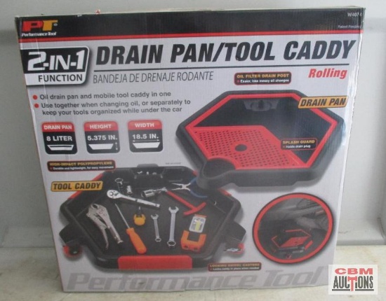 Performance Tool W4074 2-in-18 Liter Rolling Drain Pan/Tool Caddy *B11 ...