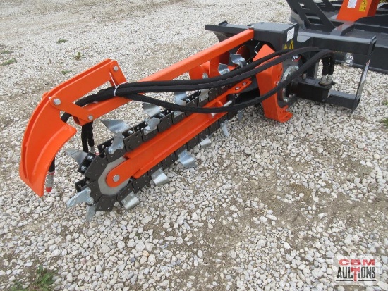 WIG XN-KG01-48 Skid Steer 8" Wide Hydraulic Trencher, 48" Boom With Hoses And Couplers S#0027 ...