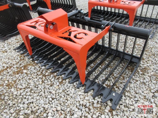 KC 76" Skid Steer Industrial Rock Grapple Skeleton Bucket, With Single ...