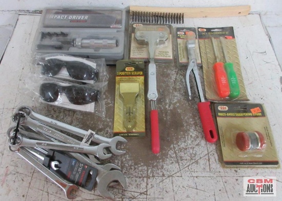 Hand Tool Assortment Safety Glasses, 3 Position Scraper, Combination ...