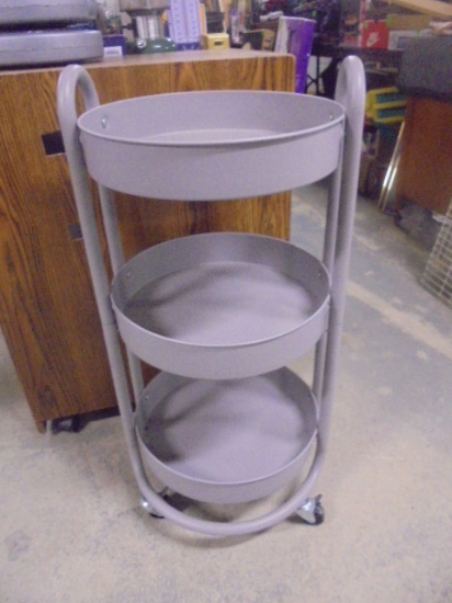 3 Tier Round Metal Rolling Cart | Online Auctions | Proxibid