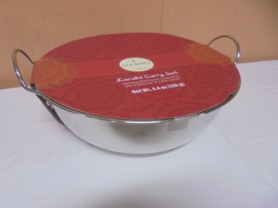 Gourmet World Food Stainless Steel Karahi Cooking Pot w/ Indian ...