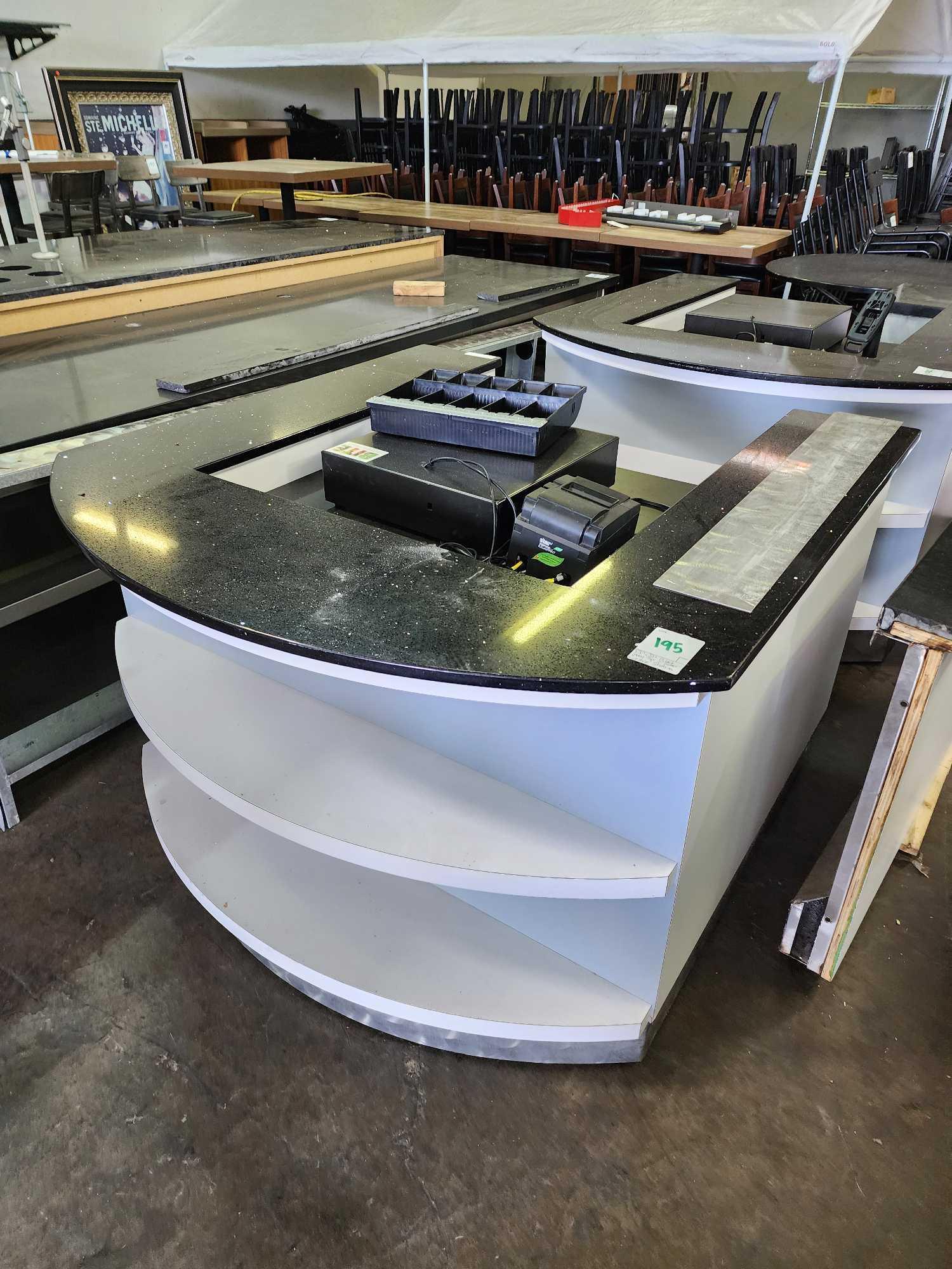 55 in. x 51 in. Black Stone Top 2 Sided Cashier | Proxibid