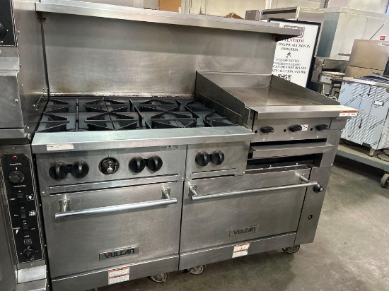 Vulcan 60 in. 6 Burner Range with 24 in. Raised Griddle and Double Oven ...