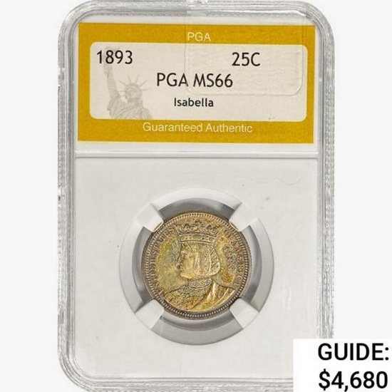 1893 Isabella Silver Quarter PGA MS66 | Coins & Currency Coins US Coins ...