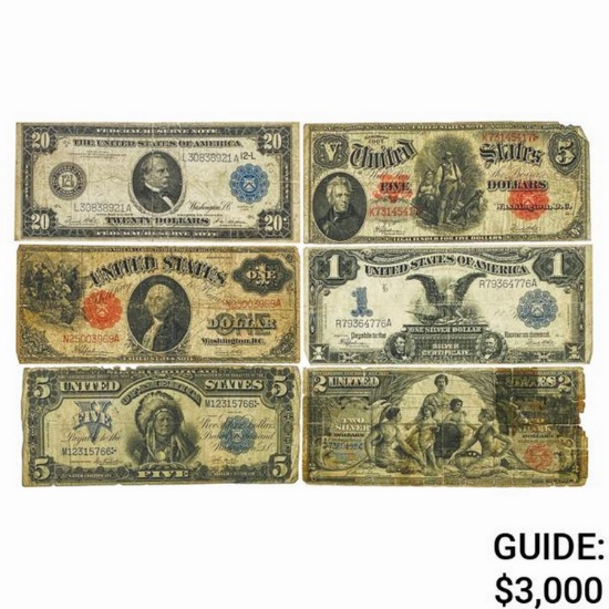 LOT OF (6) MIXED LARGE SIZE CURRENCY NOTES 1896-1917 | Coins & Currency ...