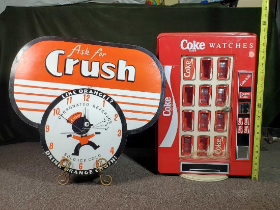 Retro Style Orange Crush Soda Wall Clock and Coke Watches Plastic ...
