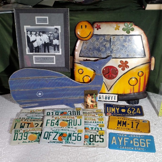 Collection of Decorative Wall Art, License Plates and Beatles/ Ali ...
