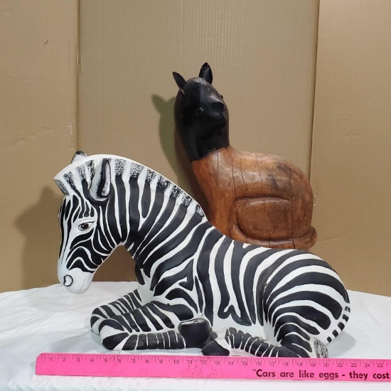 Large Zebra & Cat Figurines | Art, Antiques & Collectibles Art Statues ...