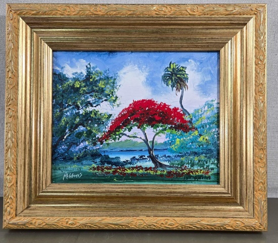 Highwaymen Artist Robert L. Lewis "Royal Poinciana" Acrylic On Board ...
