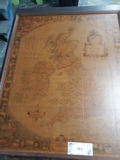 Vintage British Isles Framed Map | Online Auctions | Proxibid