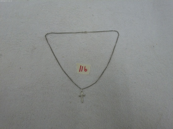 silver cross necklace, chain marked 925 and cross is 835 made in roma ...