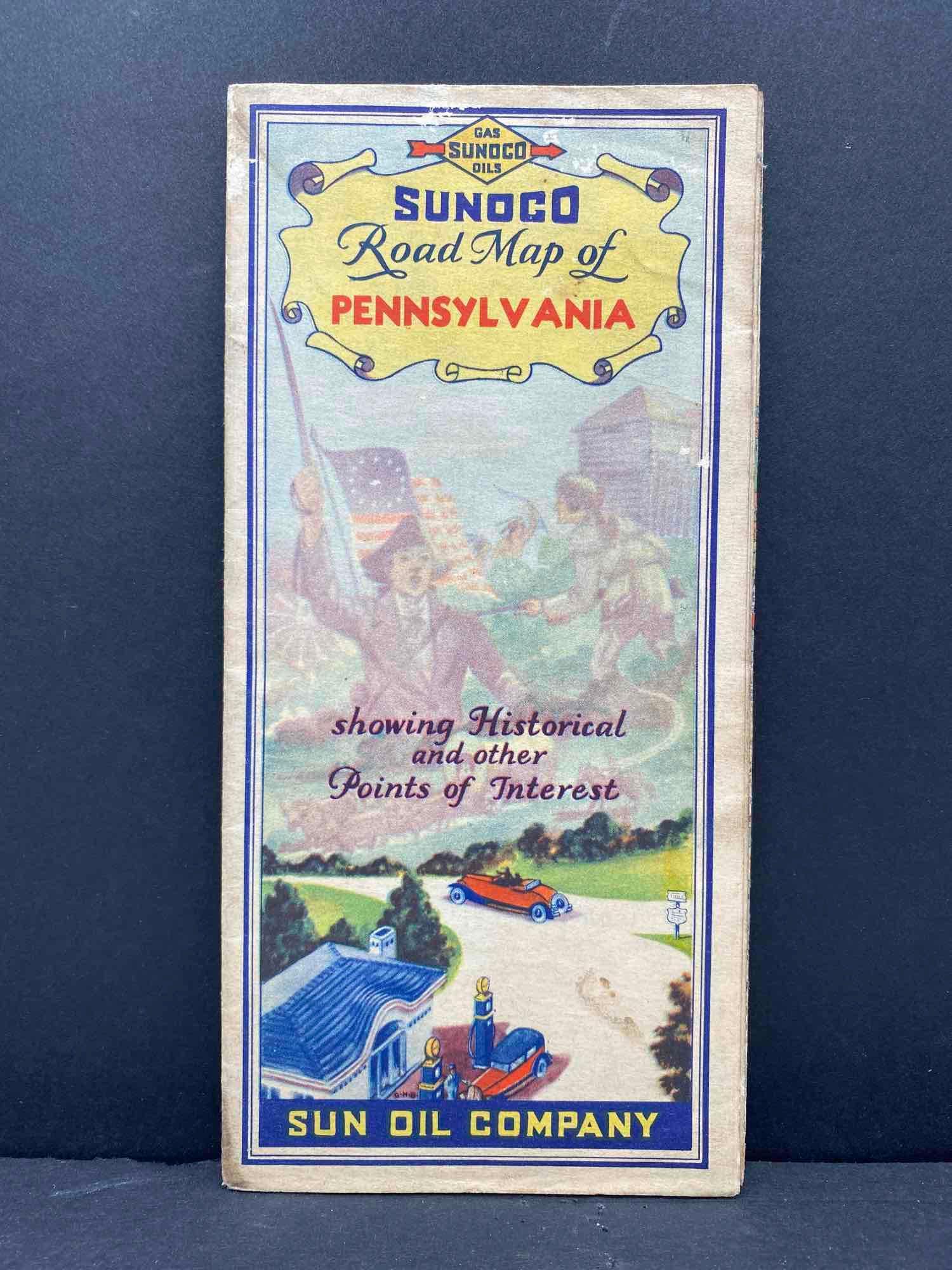 1920's Sunoco Pennsylvania Road Map[ | Proxibid