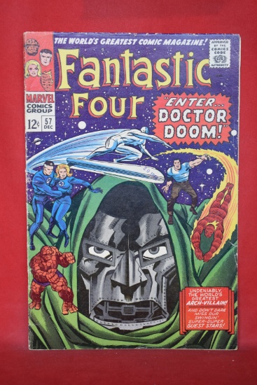 FANTASTIC FOUR #57 | KEY ICONIC JACK KIRBY COVER FEATURING DOCTOR DOOM! | *TOP STAPLE DETACHED ...