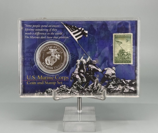 USMC Marine Corps Silver Coin & Stamp Set | Estate & Personal Property ...