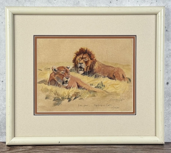 John Seerey-Lester Lion Pair Acrylic Painting | Art, Antiques ...