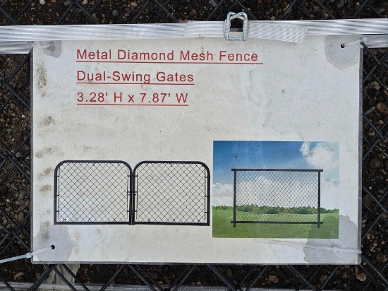NEW/UNUSED Metal Diamond Mesh Fence with Dual-Swing Gates | Estate ...