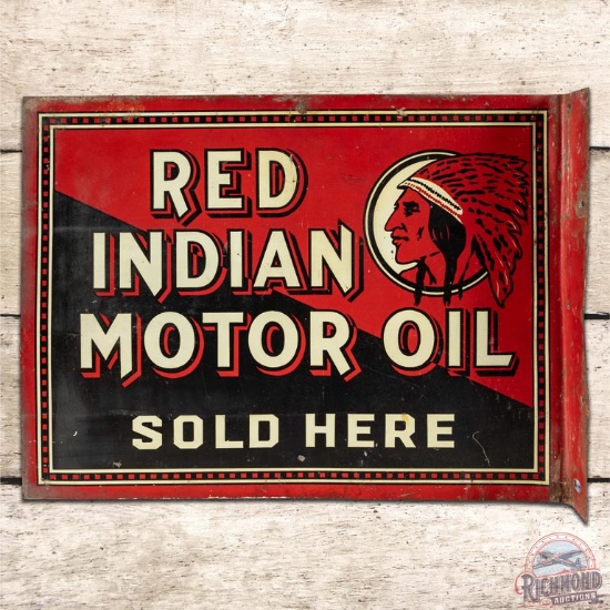 Scarce Red Indian Motor Oil Sold Here DST Flange Sign | Art, Antiques ...