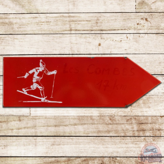 Unique Skiing Die Cut Directional SS Porcelain Arrow Sign | Art ...