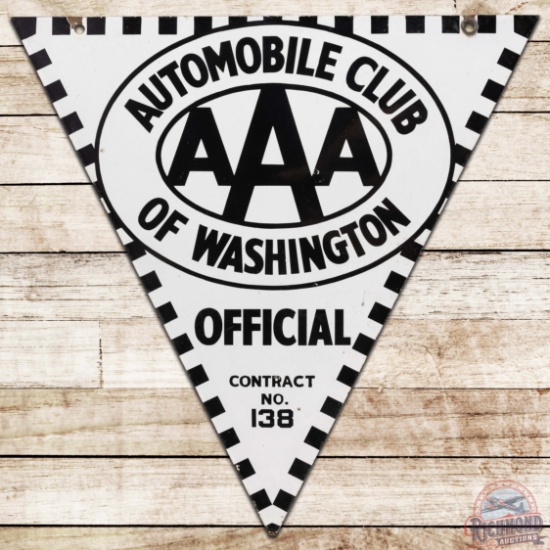 AAA Automobile Club of Washington Official Die Cut DS Porcelain Sign w ...
