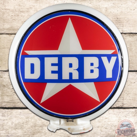 Derby Gasoline 13.5" Complete Gas Pump Gill Milk Glass Body Globe | Art ...