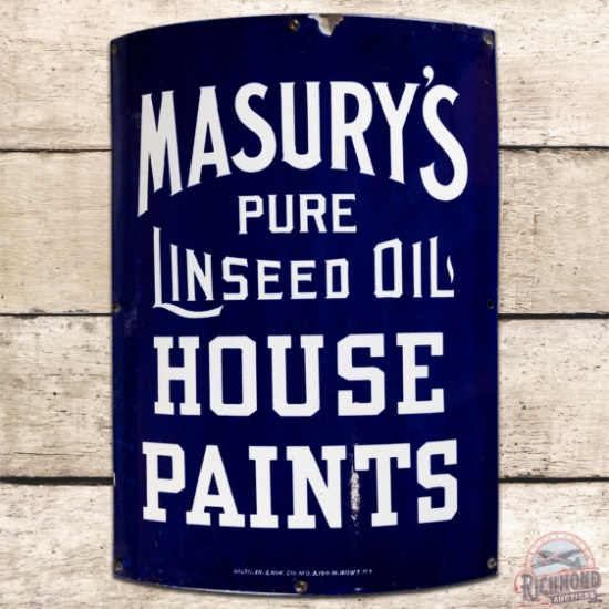Masury's Pure Linseed Oil House Paints Curved SS Porcelain Sign | Art ...
