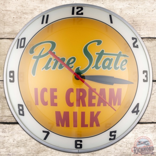 Pine State Ice Cream Milk 15" Double Bubble Advertising Clock | Art ...