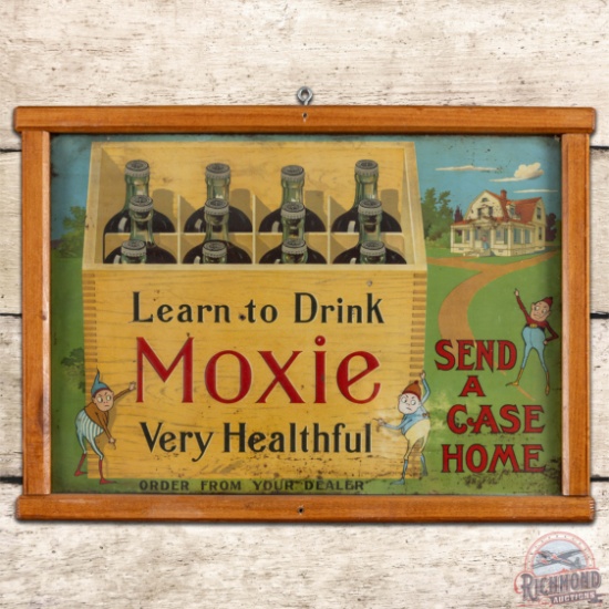 Scarce Learn to Drink Moxie "Very Healthful" Graphic Embossed SS Tin Sign | Art, Antiques ...