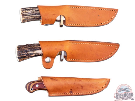 Three Maynard Green River Fixed Blade Knives (2) Stag Handles | Guns ...
