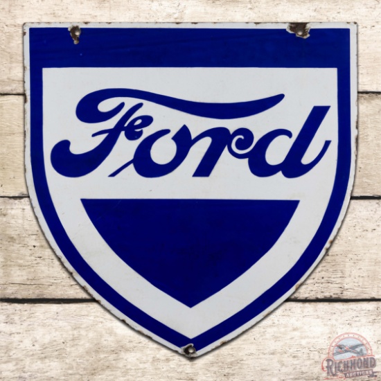 24" Ford Die Cut Shield Double Sided Porcelain Sign | Art, Antiques ...