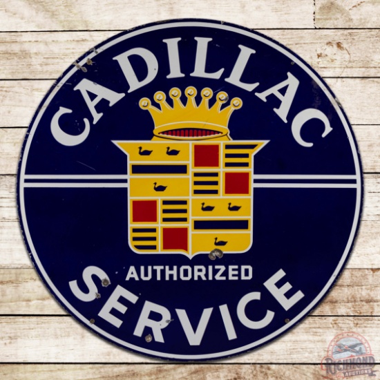 Cadillac Authorized Service 42" Double Sided Porcelain Crest Logo Sign ...