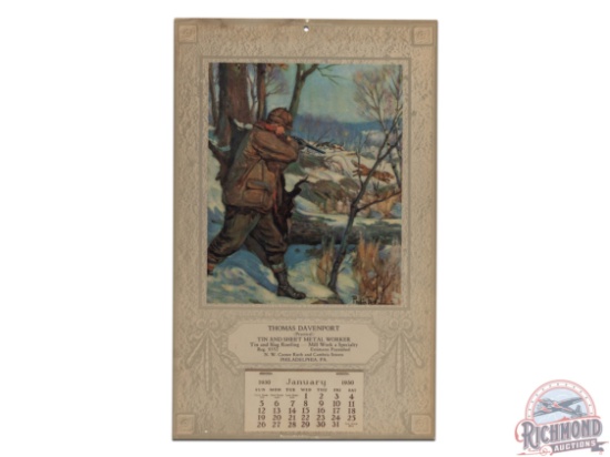 1930 Thomas Davenport Lithograph Calendar "End of the Chase" by Philip ...