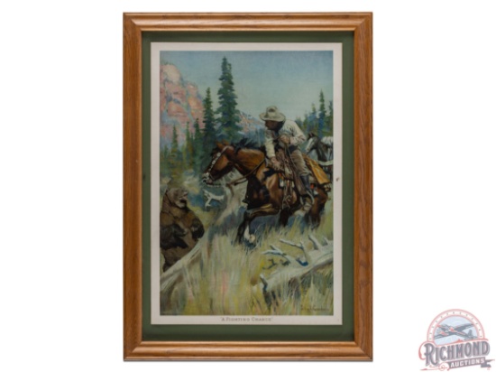 Philip R. Goodwin Framed Canvas Print "A Fighting Chance" w/ Bear | Art ...
