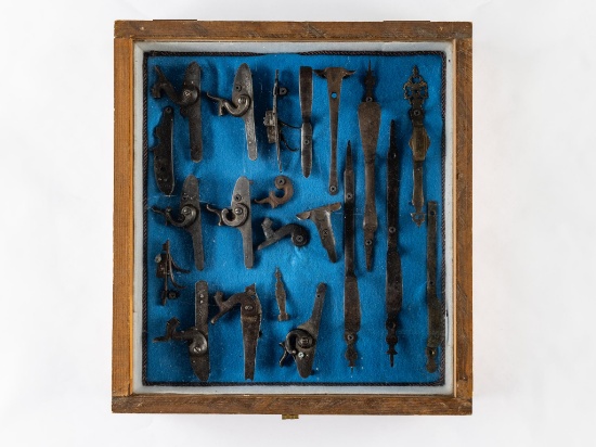 Shadow Box Display Of Musket Hammers And Trigger Guards | Guns ...