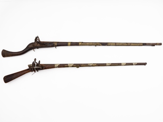 Two Antique Jezail Flintlock Muzzleloader Rifles | Guns & Military ...