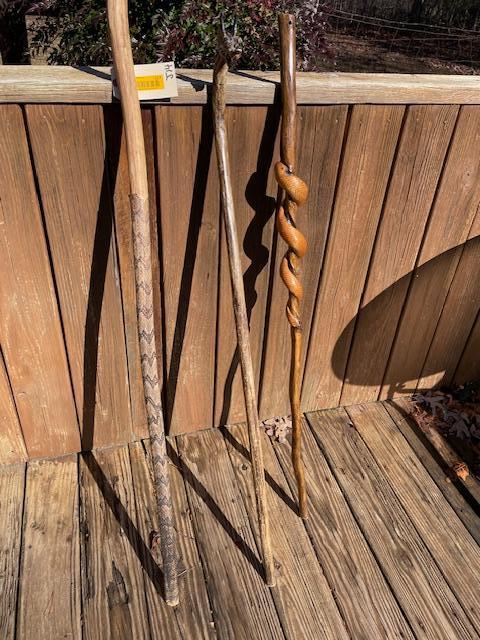 3 walking canes, Rattle snake hide one is 53 | Proxibid