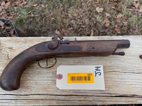 Old percussion/cap pistol, with ram rod - 13 inches long , not ...